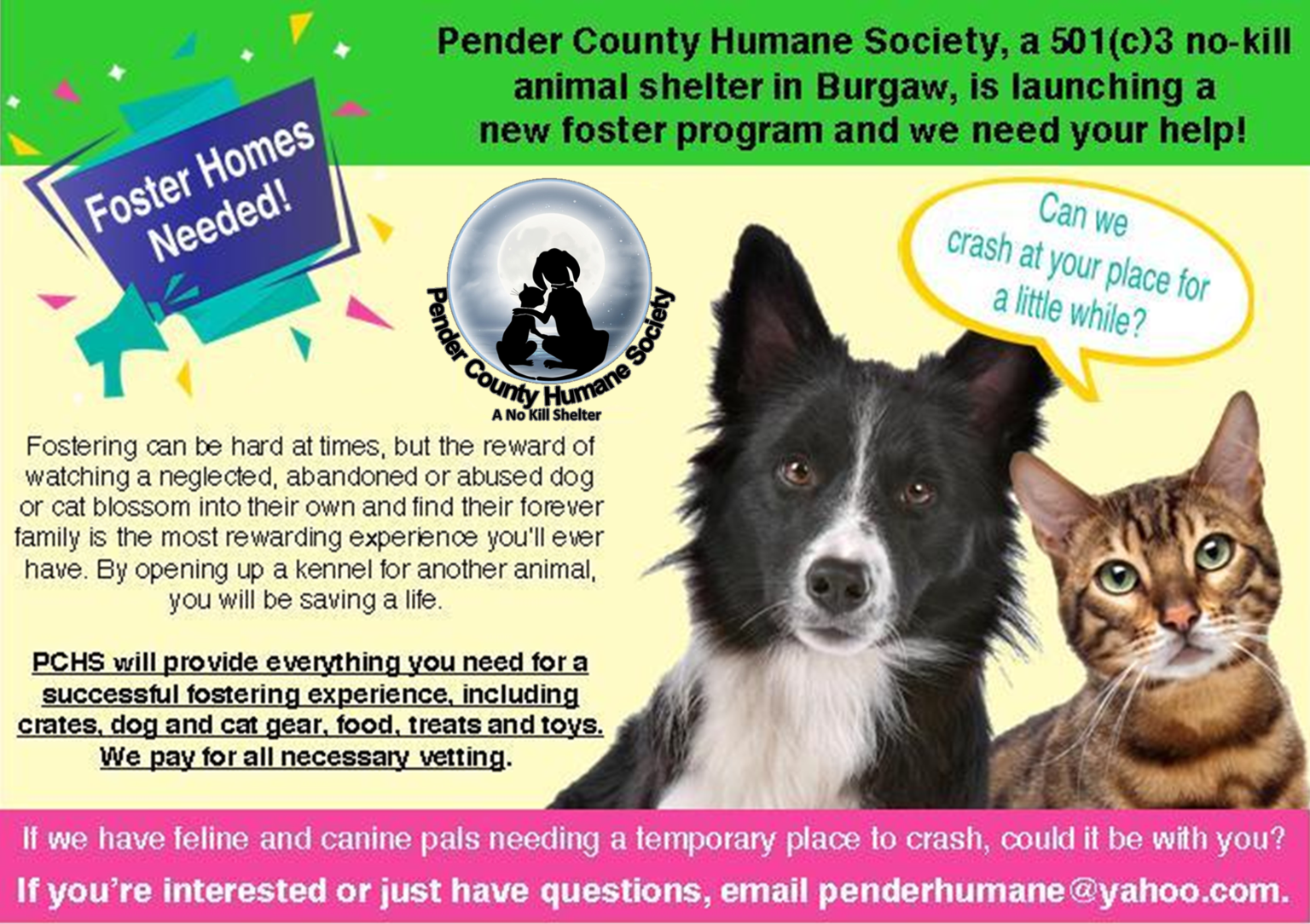Become a Foster Parent - Pender County Humane Society